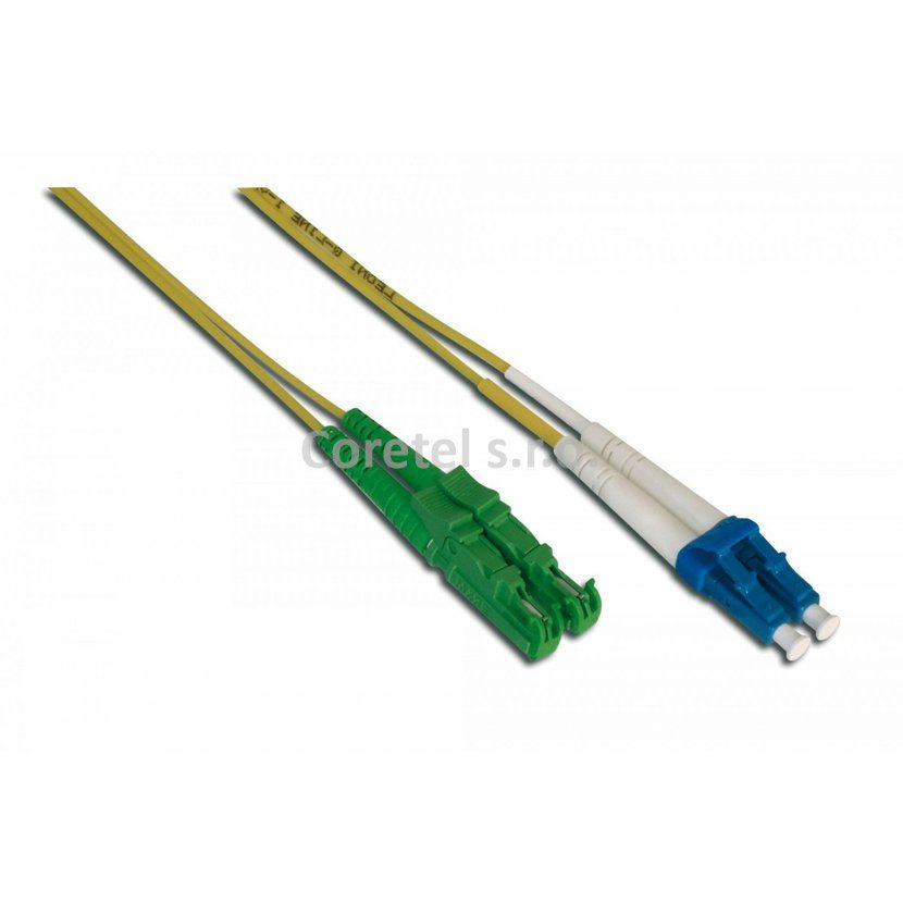 E2000/APC-LC/PC-20m 9/125 DX G652D - optický patchcord, Duplex, 9/125/3000, G652D, dĺžka 20m ...